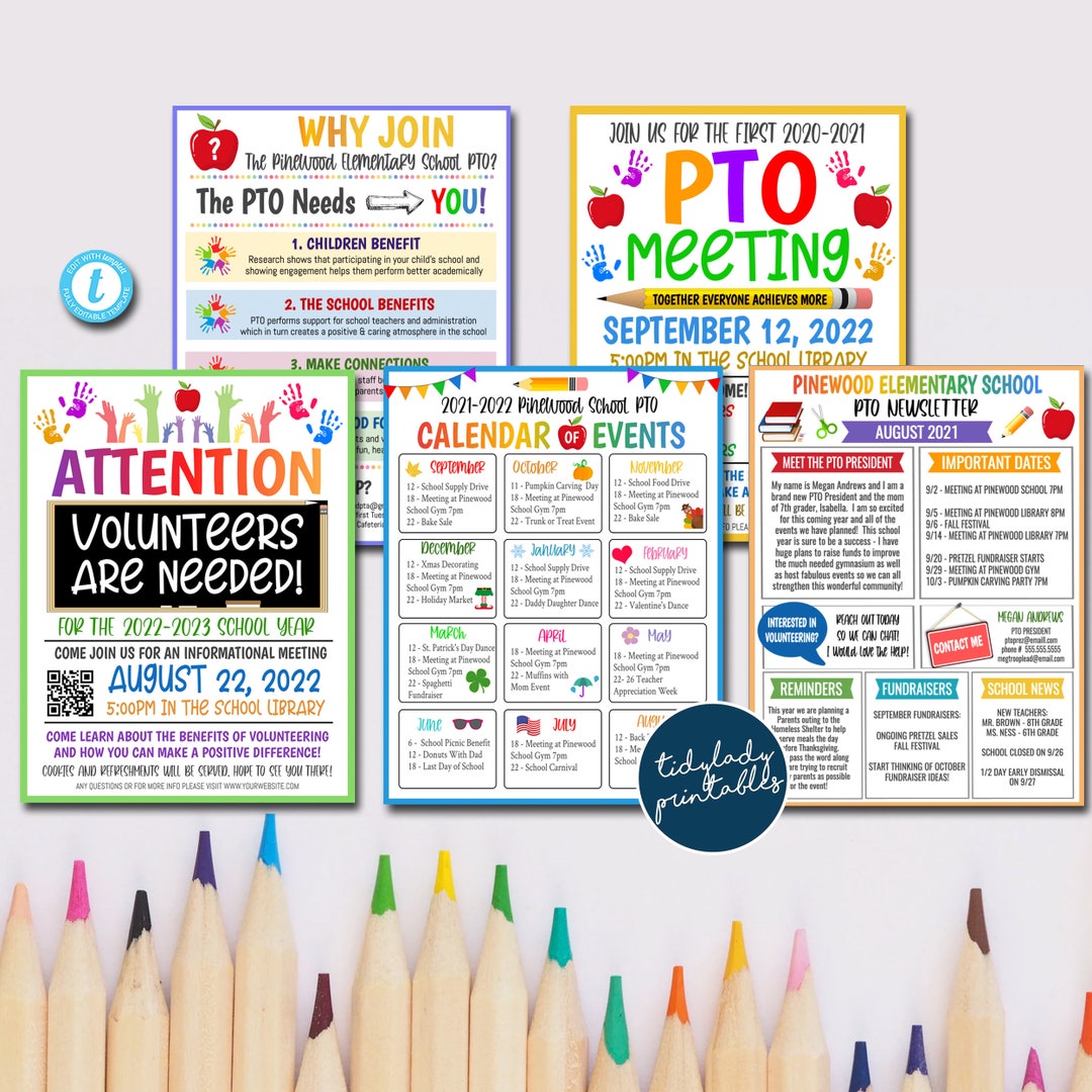 Editable PTO PTA Flyer Bundle: School Recruitment Templates - Etsy