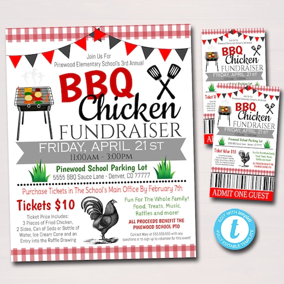 Bbq Chicken Fundraiser Picnic Party Flyer Ticket Set Grill - Etsy Bbq Chicken Fundraiser Picnic Party Flyer Ticket Set Grill - Etsy