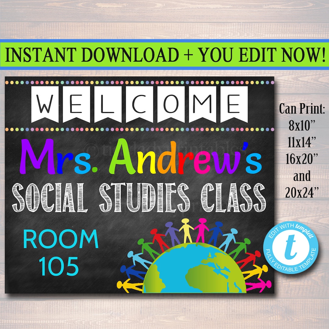 Personalized Social Studies Teacher Door Sign: Custom Classroom Decor ...