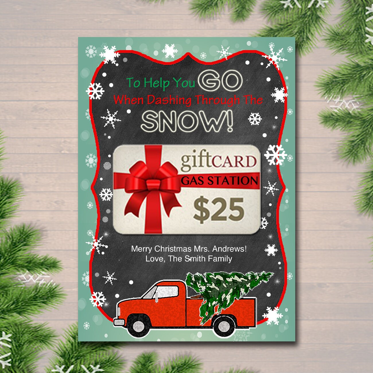 Editable Christmas Gas Gift Card Holder: Teacher, Coach, Nanny Gift ...