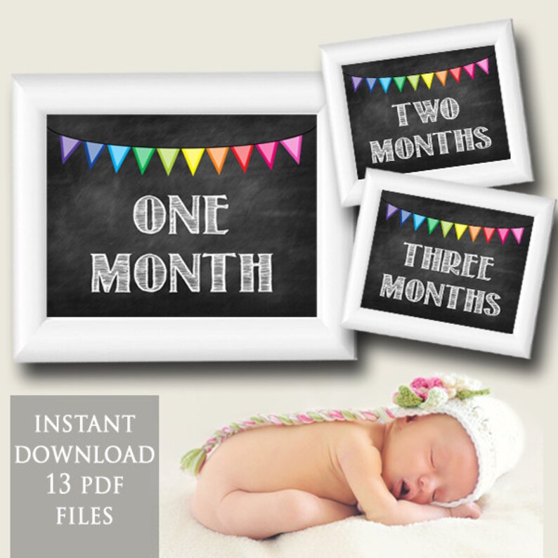 Month by Month Baby Printable Photo Prop Signs Chalkboard - Etsy