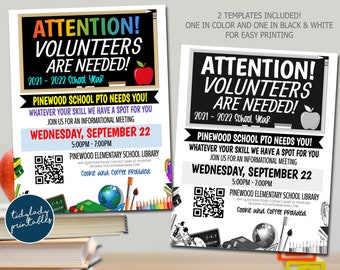 EDITABLE Volunteer Recruitment Flyer, Printable Handout, School ...