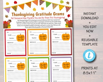 Gooble Thanksgiving Gram Flyer Template Thankful Grateful for You Candy ...