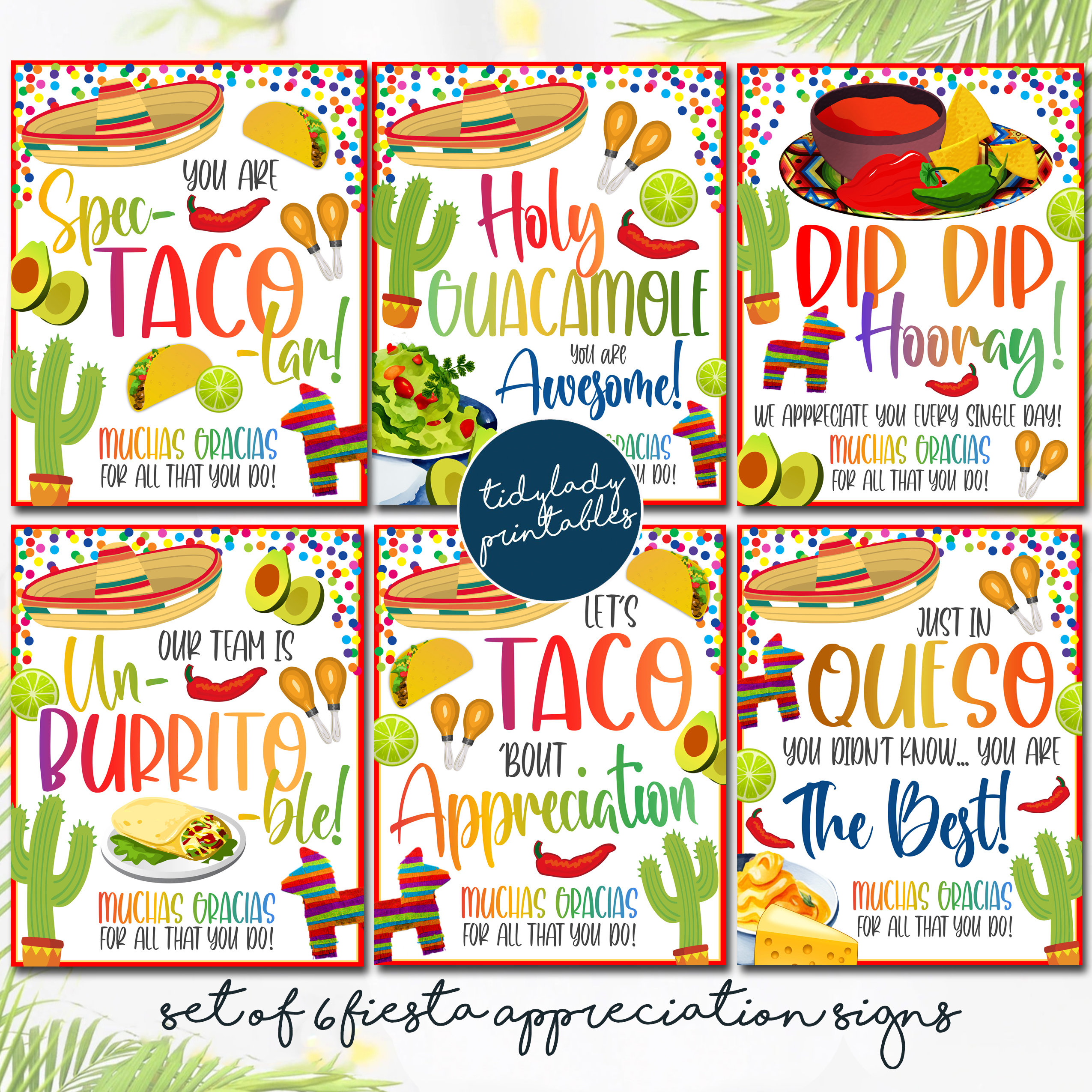 Fiesta Appreciation Signs Bundle: Taco, Burrito, Queso (digital ...