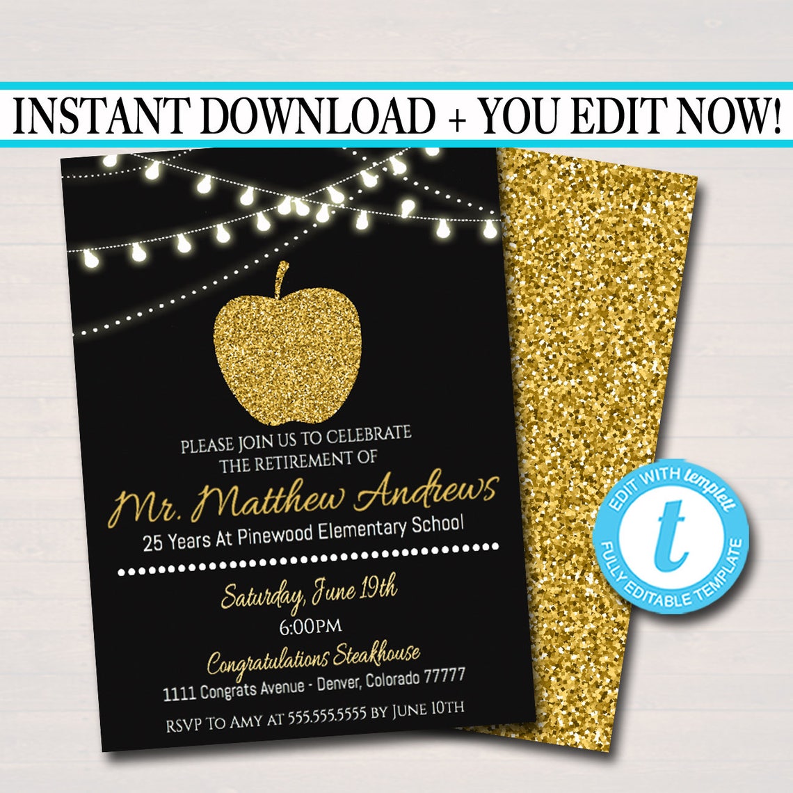 Editable Teacher Retirement Invitation Printable Education - Etsy