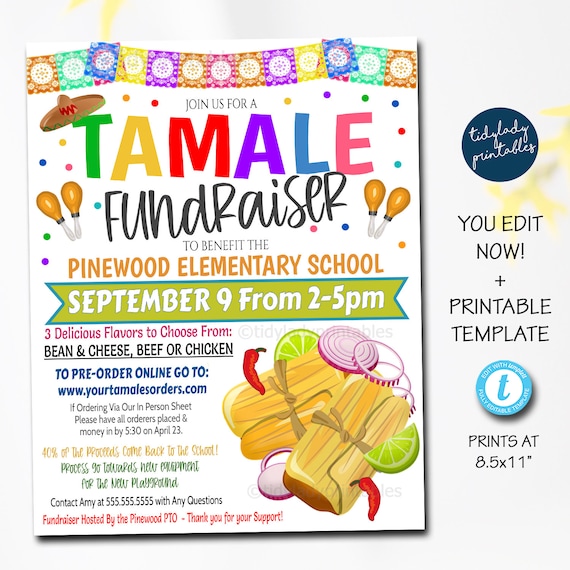 Tamale Fundraiser Flyer Nacho Average Mexican Food Taco - Etsy