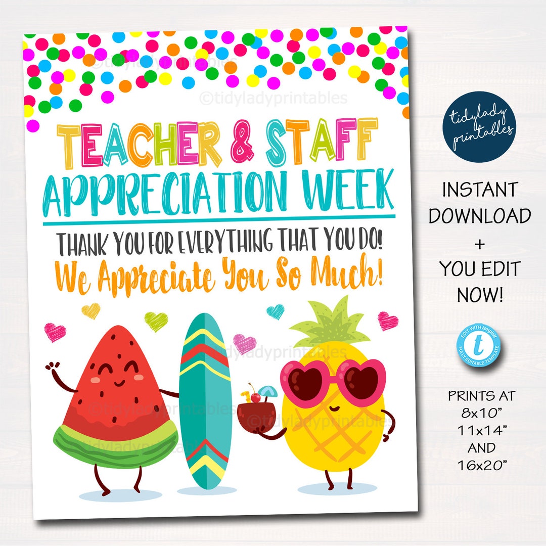 Teacher Appreciation Staff Sign, Thank You Printable, Welcome ...
