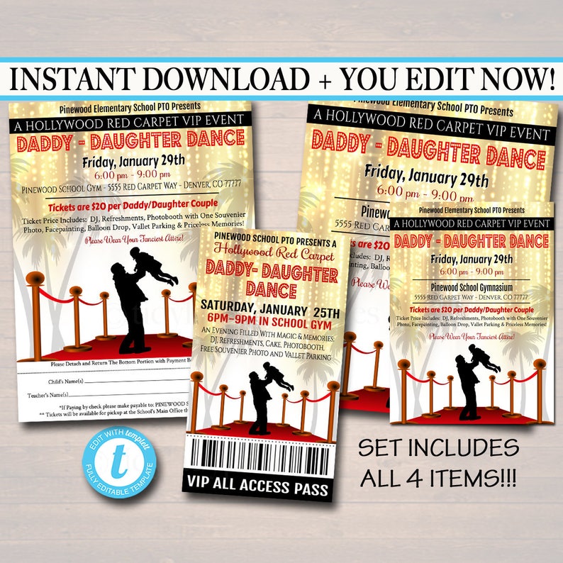 EDITABLE Daddy Daughter Dance Set School Dance Flyer - Etsy