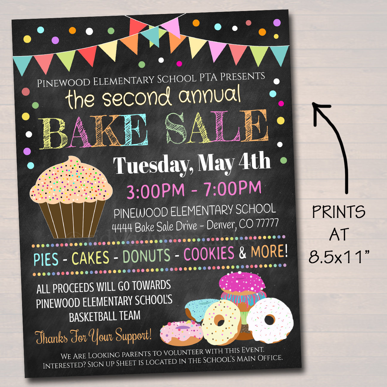 EDITABLE Bake Sale Flyer Printable PTA PTO Flyer School - Etsy