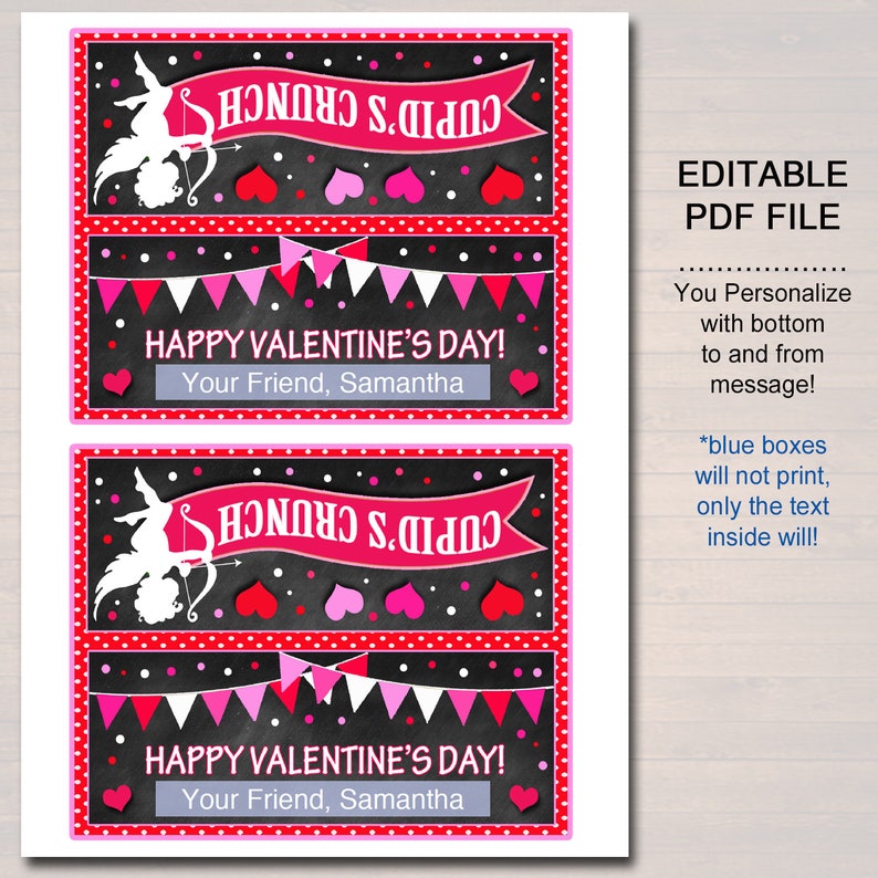 EDITABLE Cupid's Crunch Valentine's Day Gift Tags - Etsy