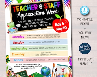 Editable Teacher Appreciation Staff Invitation Luncheon Newsletter ...