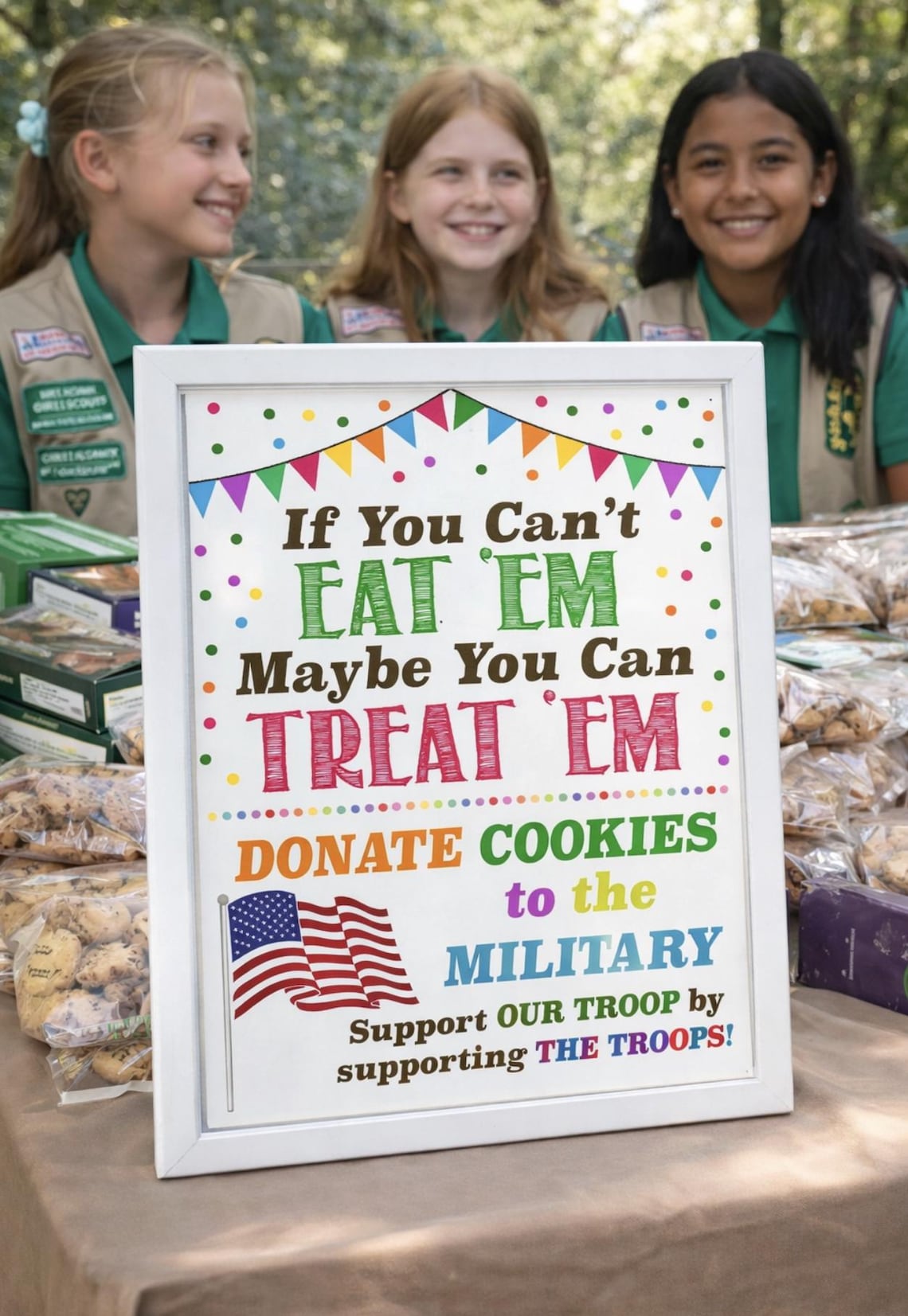 Cookie Booth Sign: Donate Cookies for Military Troops (instant Download ...