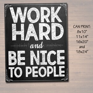Classroom Rules Poster: Work Hard, Be Nice (instant Download) - Etsy