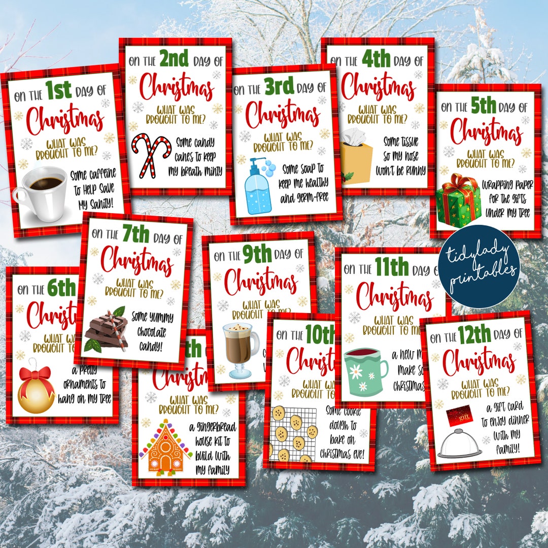 12 Days of Christmas Gift Tags, Holiday Teacher School Pto Pta ...