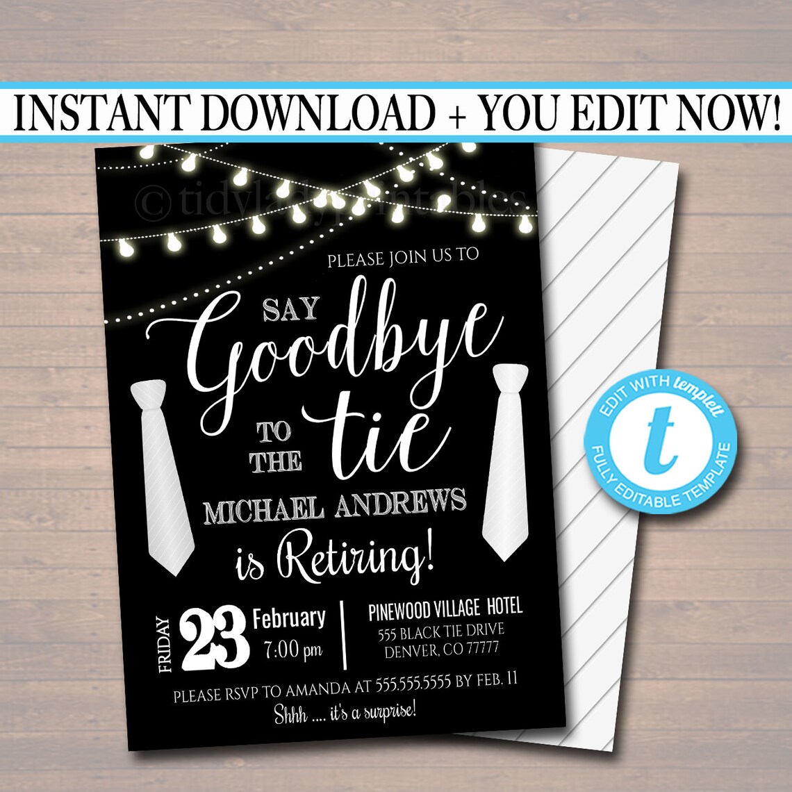 Editable Men's Retirement Invitation Printable Corporate | Etsy