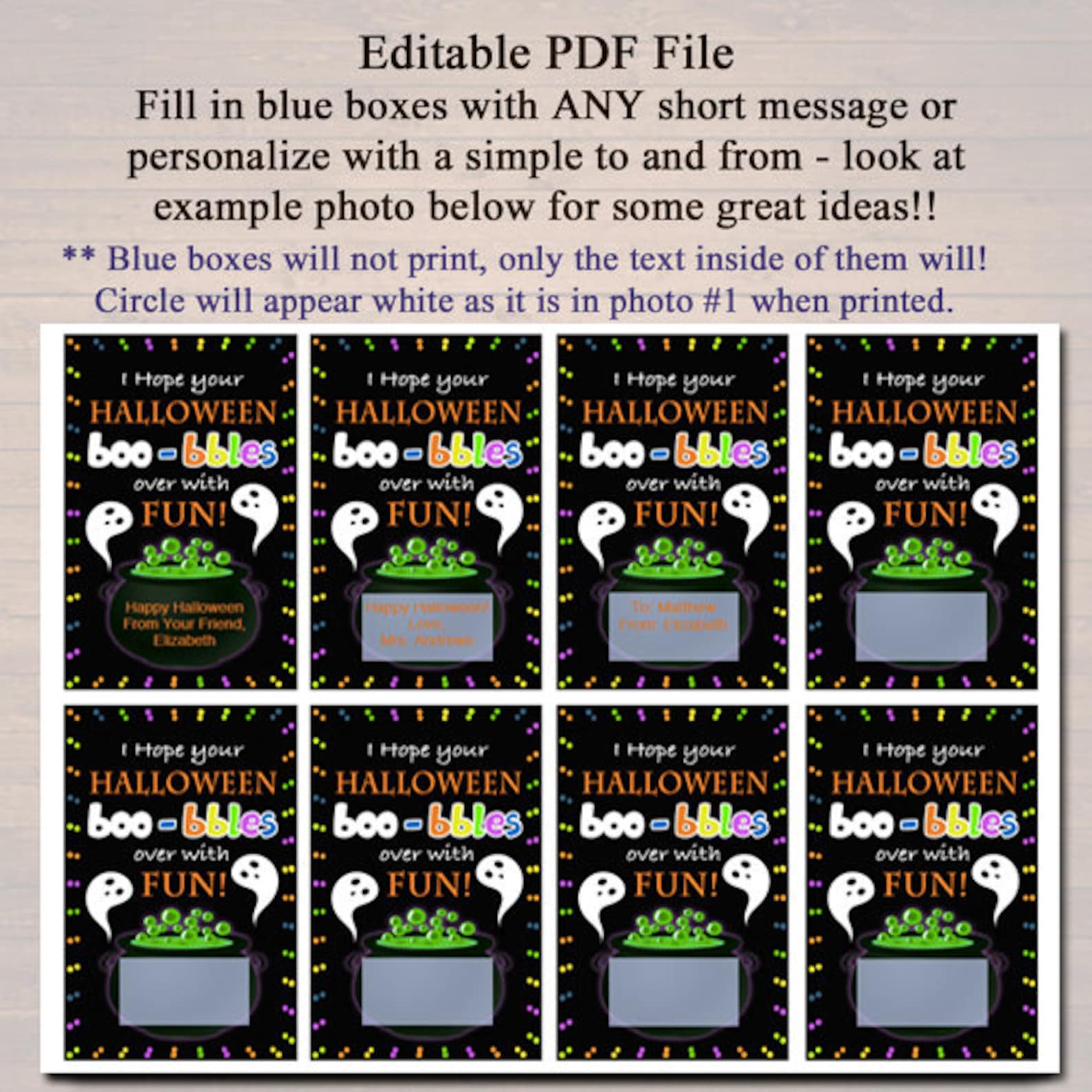 EDITABLE Halloween Bubble Tags INSTANT DOWNLOAD Printable - Etsy