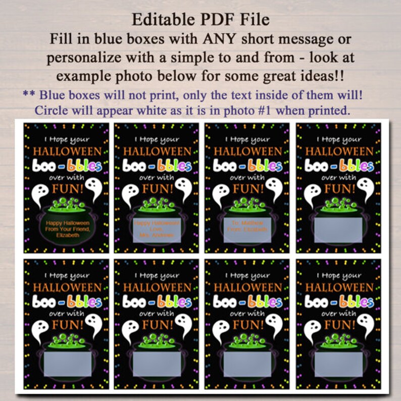 Editable Halloween Bubble Tags: Printable Non-candy Gift (PDF) - Etsy
