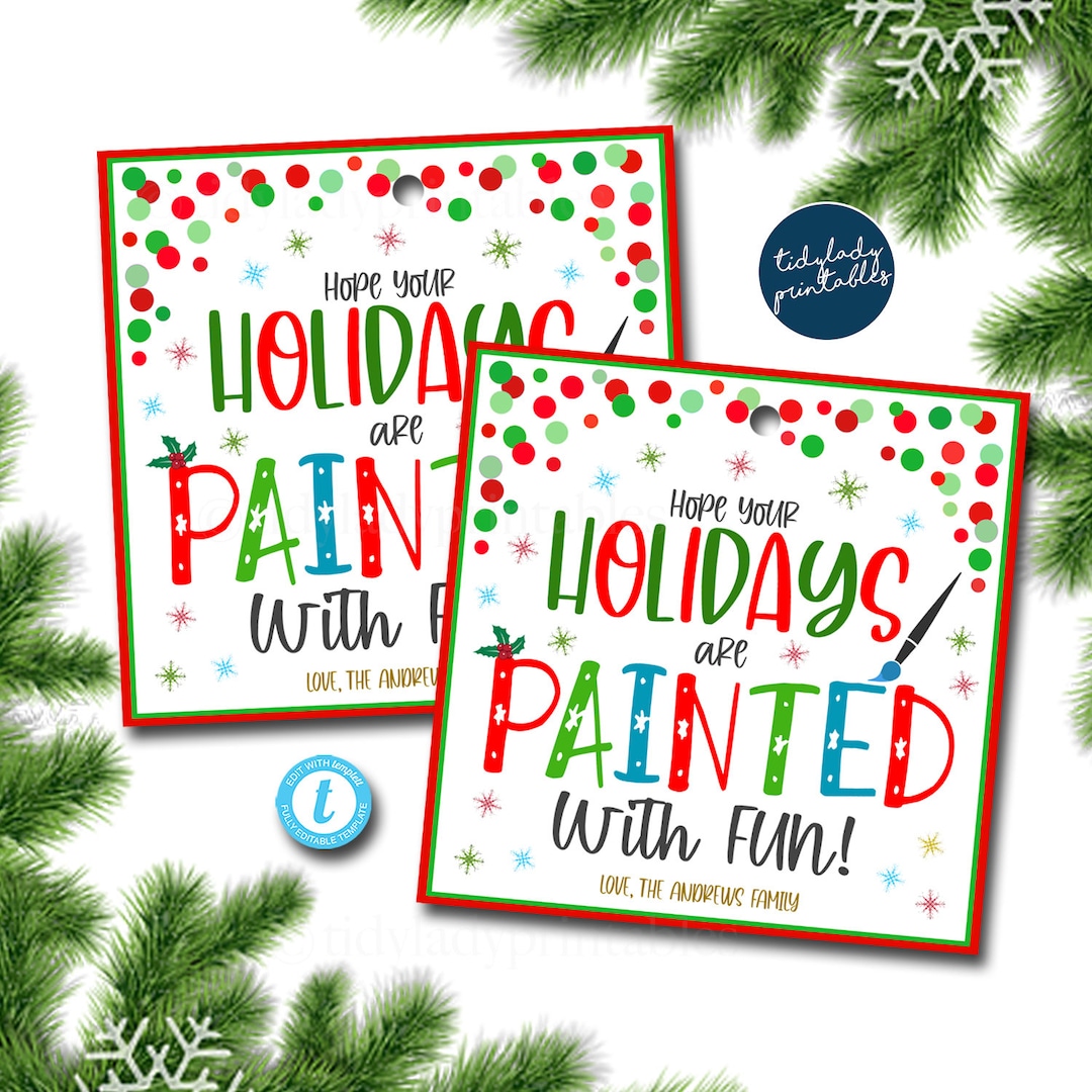 Christmas Painted With Fun Gift Tags, Printable Classroom Tags, Holiday ...