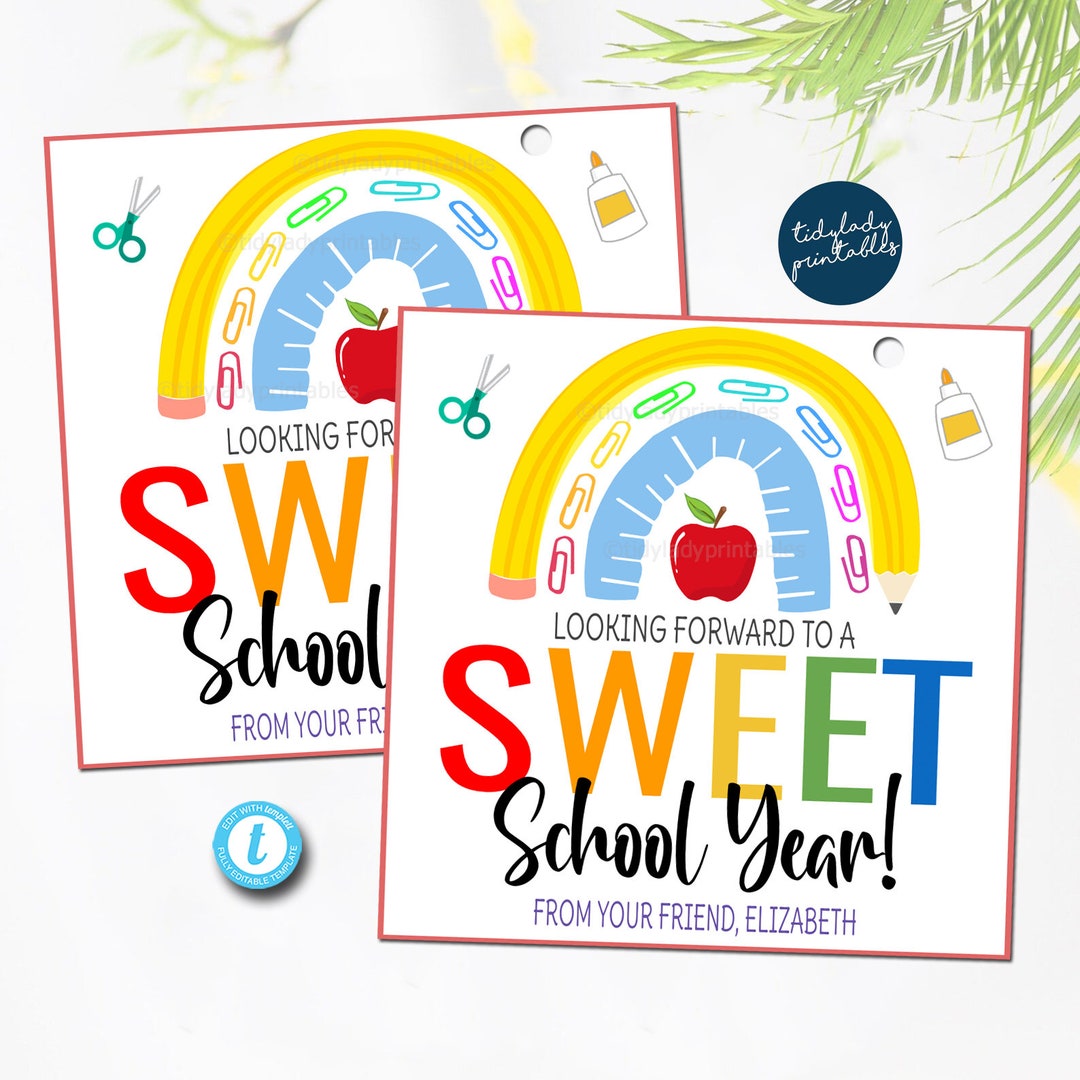 EDITABLE Back to School Printable Gift, Rainbow Sweet School Year First ...