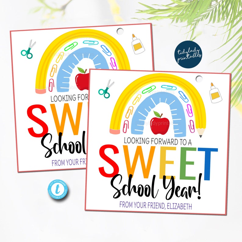 EDITABLE Back to School Printable Gift Rainbow Sweet School - Etsy