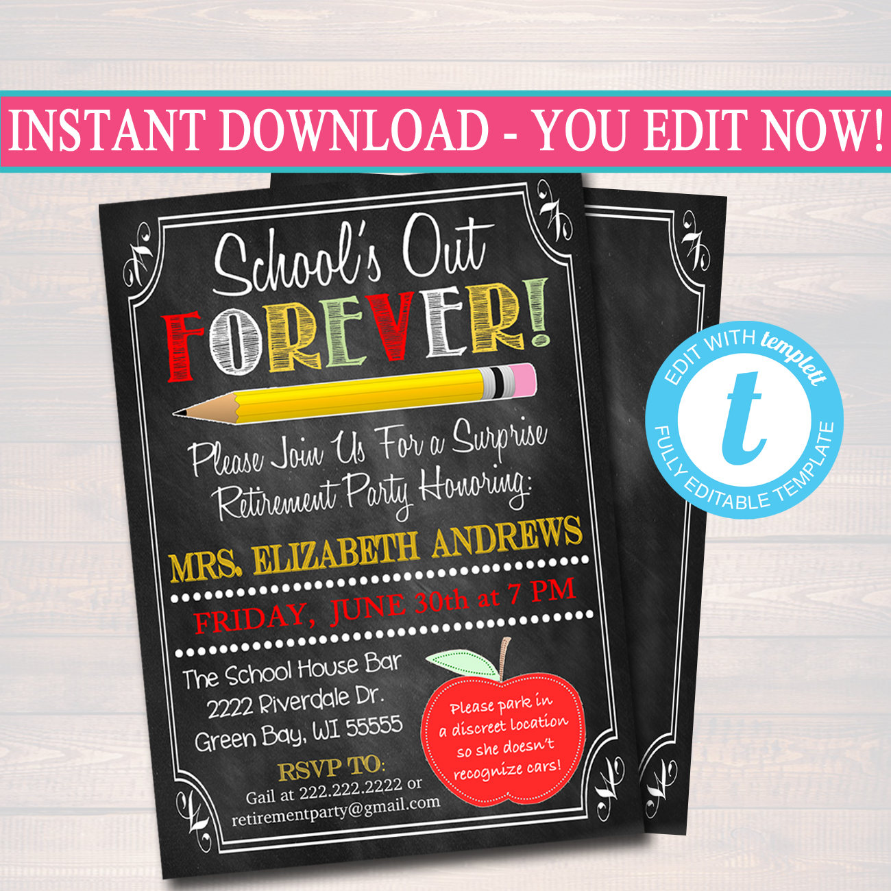 Teacher Retirement Invitations