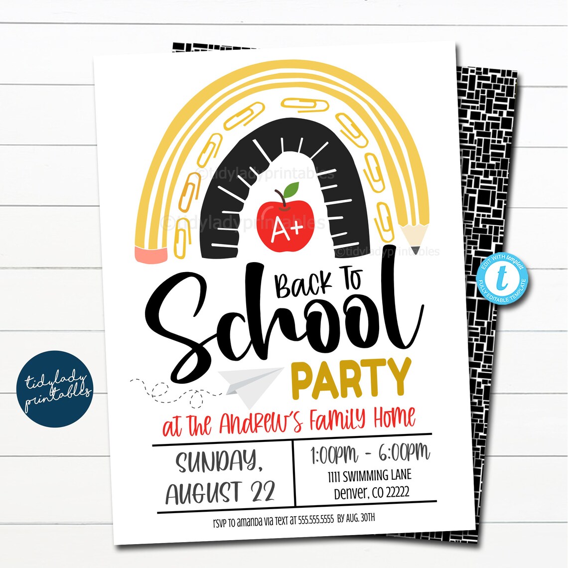 Back to School Party Invitation Printable Digital Invite - Etsy