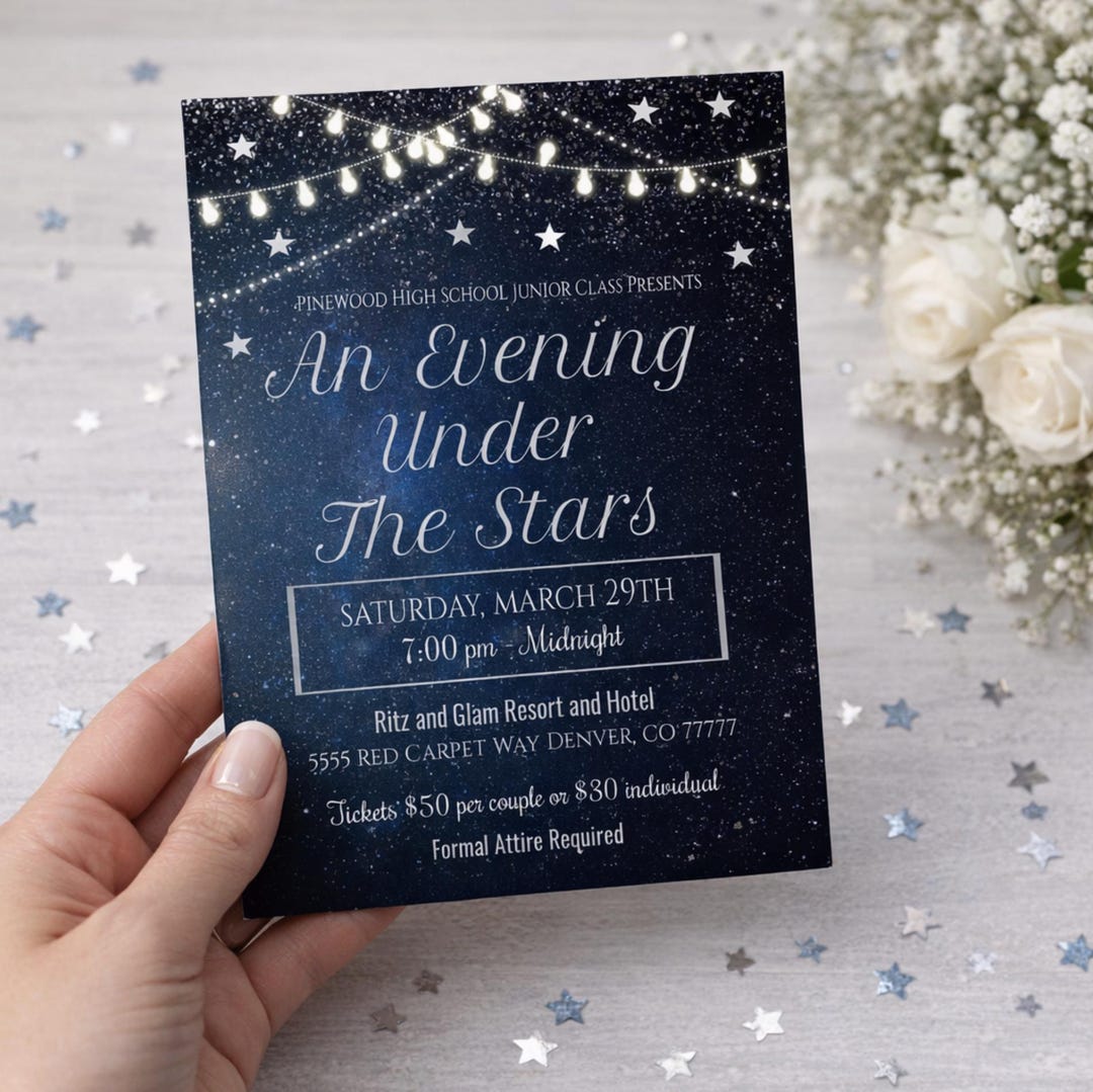 Editable Starry Night Theme Prom Invitation: Printable Homecoming Hoco ...