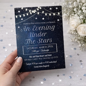 Editable Starry Night Theme Prom Invitation: Printable Homecoming Hoco ...