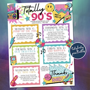 80s/90s Theme Teacher and Staff Appreciation Week, Retro Throwback Old ...