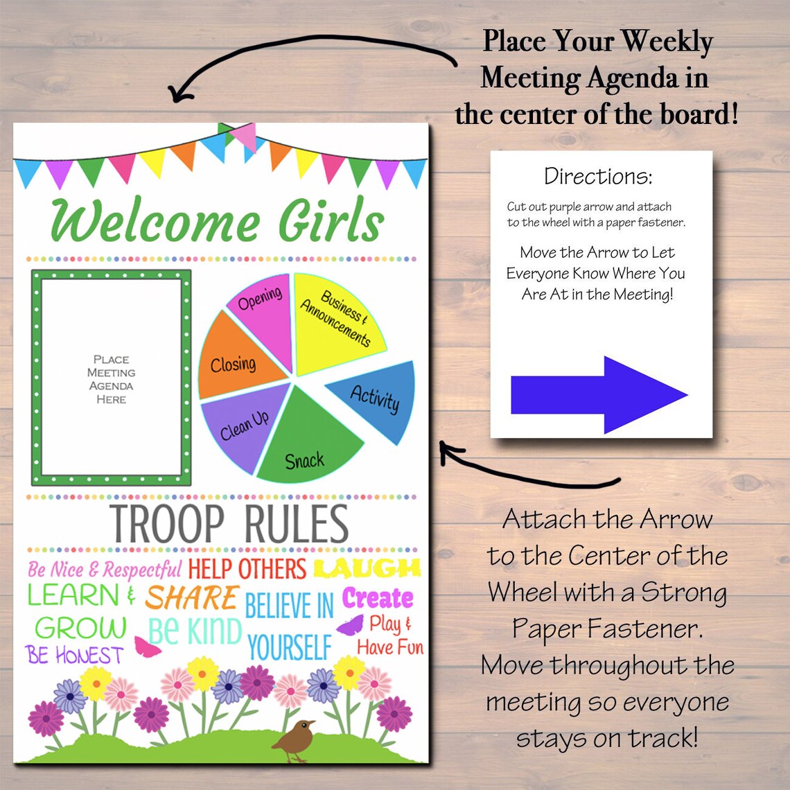 Multi Level Troop Kaper Chart & Meeting Board INSTANT + EDITABLE ...