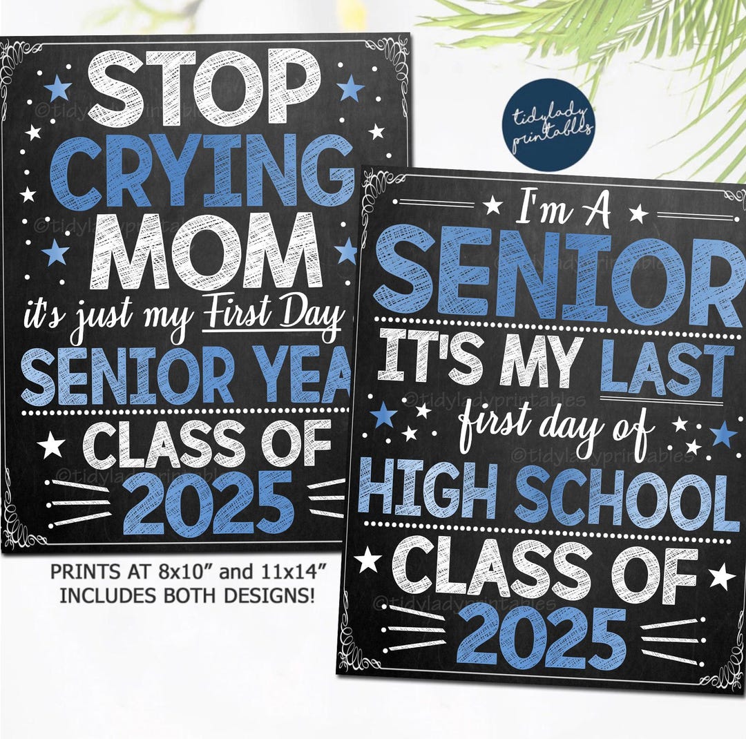 First Day of Senior Year Sign Boy Blue First Day of 12th Grade Sign ...