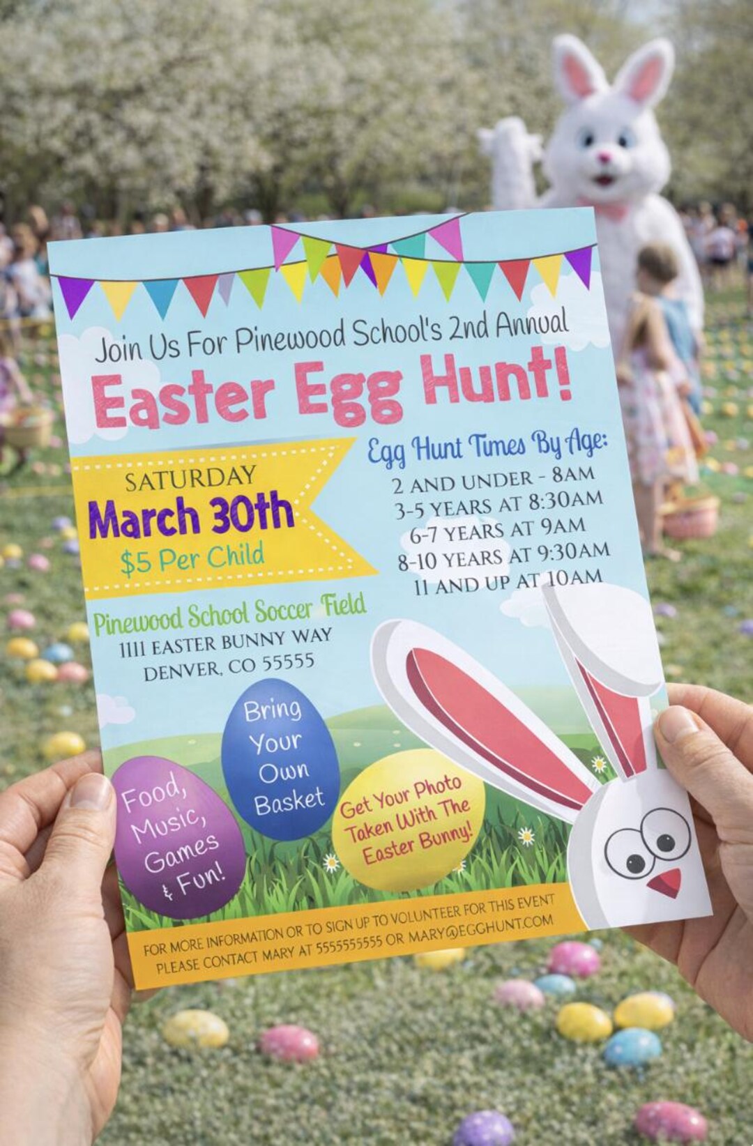 Editable Easter Egg Hunt Flyer: Church, School Pto Pta, Spring ...