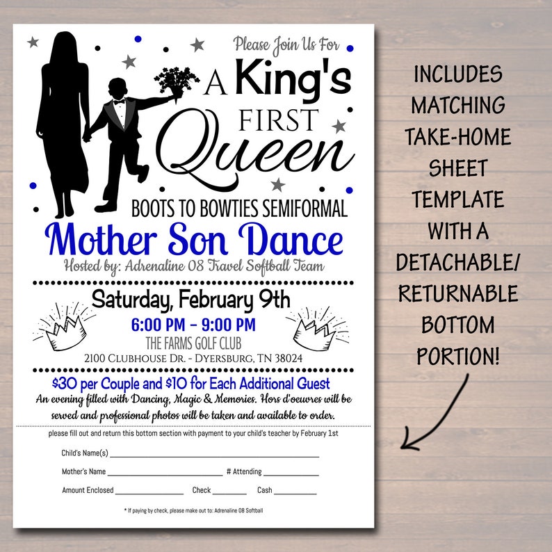EDITABLE Mother Son Dance Set School Dance Flyer Party - Etsy