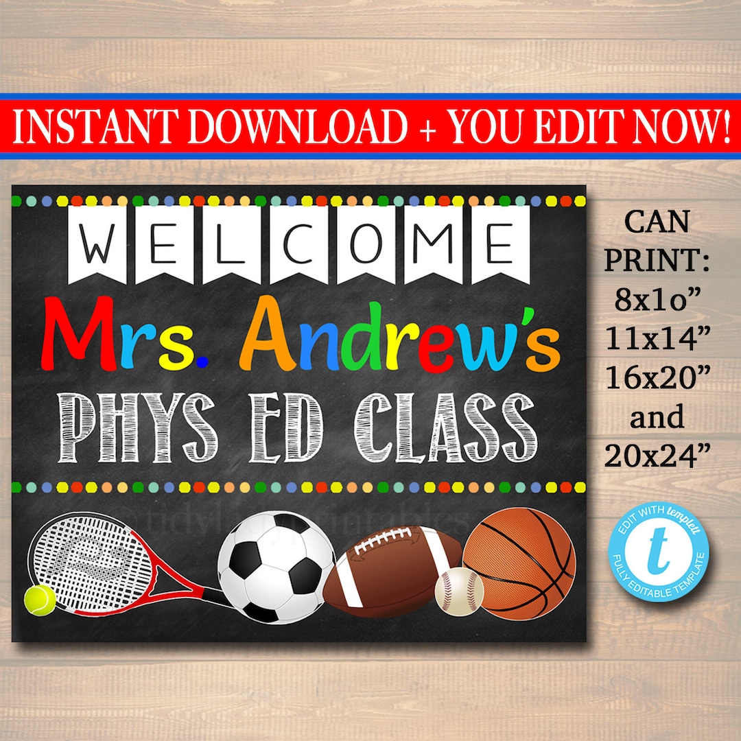 Editable Gym Teacher Door Sign: Sports Decor (digital Download) - Etsy