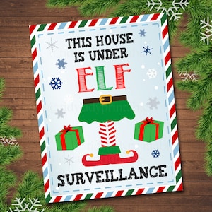 Elf Surveillance Sign: Christmas Printable Decor (instant Download) - Etsy