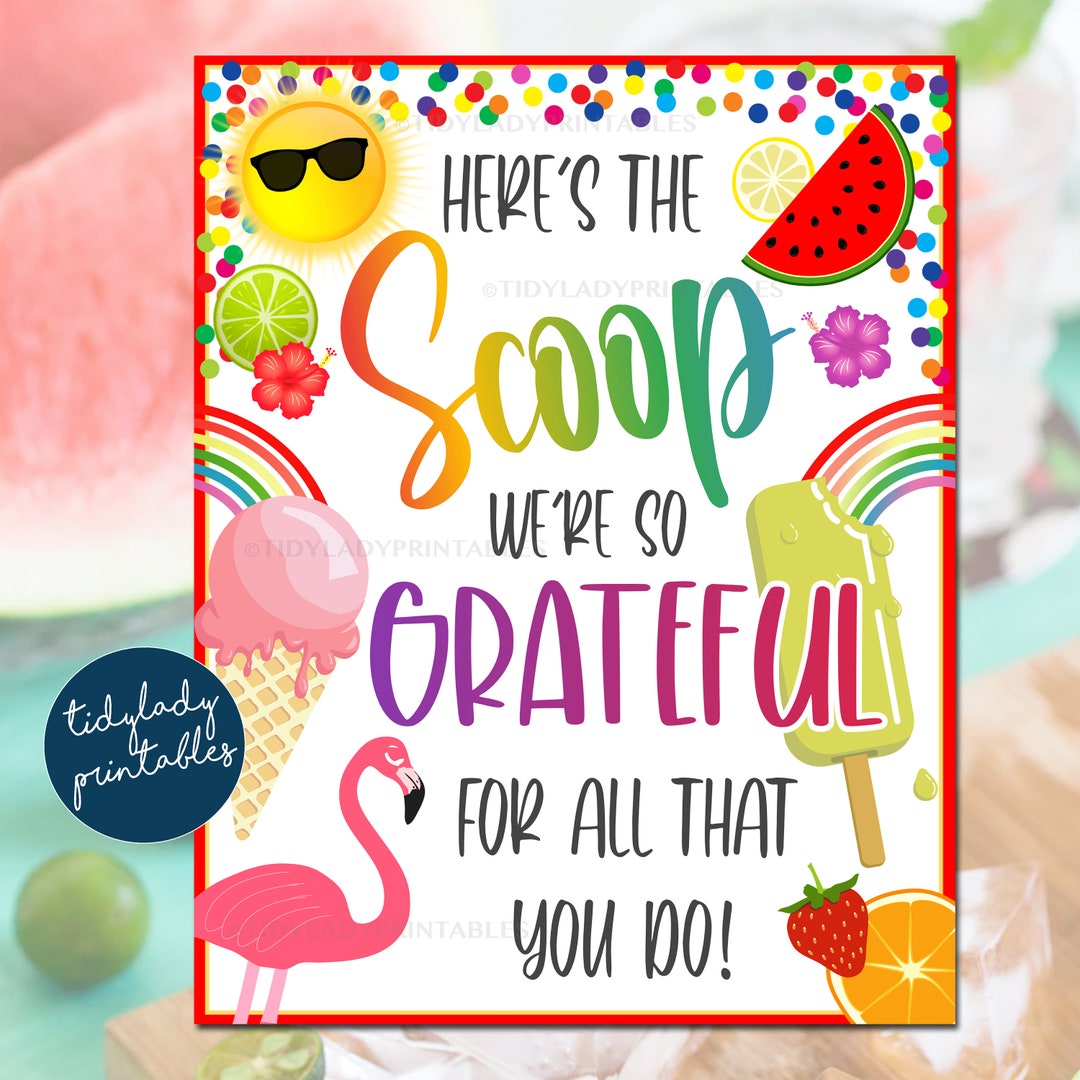 Here's the Scoop Ice Cream Printable Sign, Teacher and Staff ...
