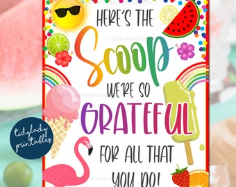 Here's the Scoop, Ice Cream Printable Sign, INSTANT Download, Teacher ...