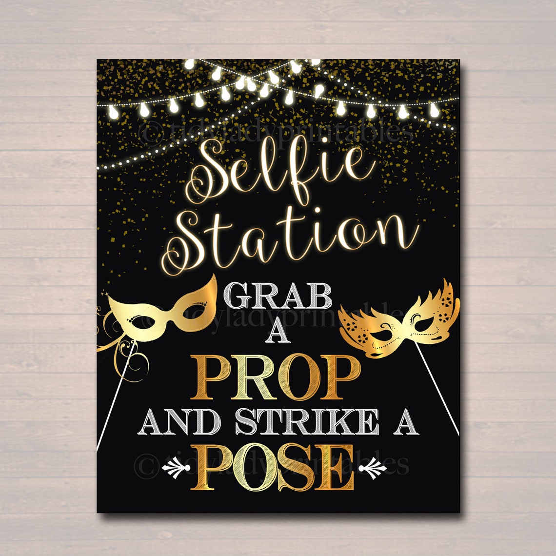 PRINTABLE Selfie Station Sign Black and Gold Party Decor - Etsy