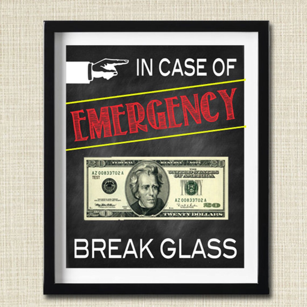 Emergency Break Glass Money Gift Printable (digital Download) - Etsy
