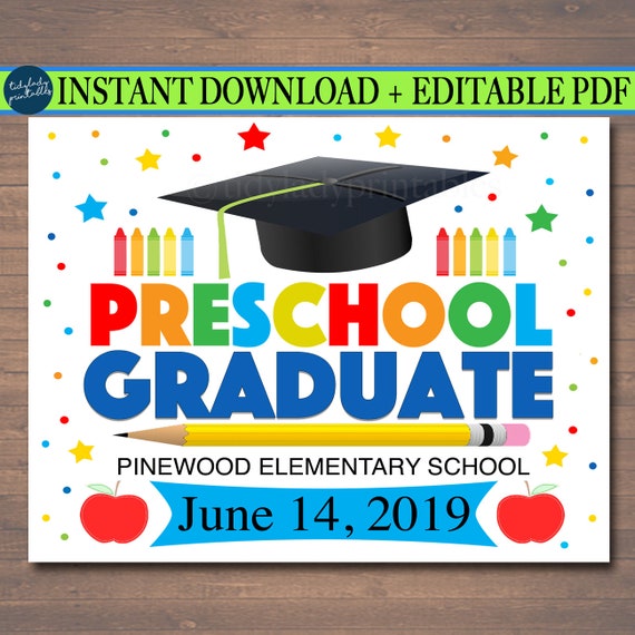 EDITABLE DATE Preschool Graduation Photo Prop, Last Day End of School ...
