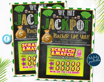 EDITABLE Thank You a Lottery Gift Card Holder, Printable Teacher ...