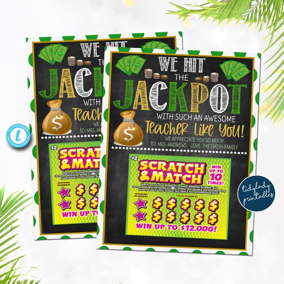 EDITABLE Thank You a Lottery Gift Card Holder, Printable Teacher ...