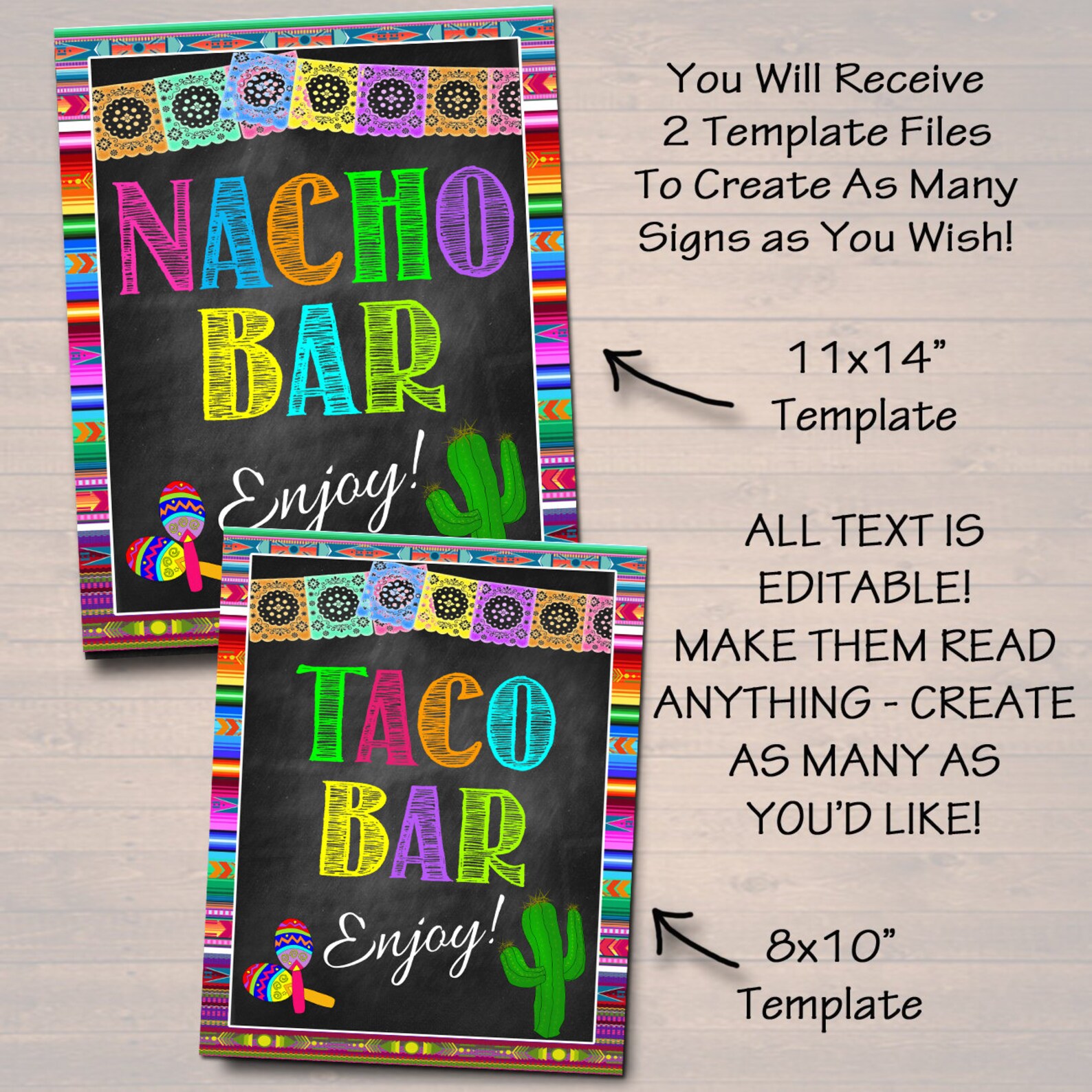 Editable Fiesta Signs Printable Mexican Theme Party Decor - Etsy
