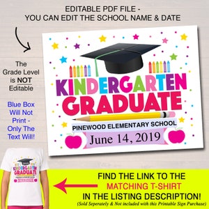 EDITABLE DATE Kindergarten Graduation Photo Prop, Last Day End of ...