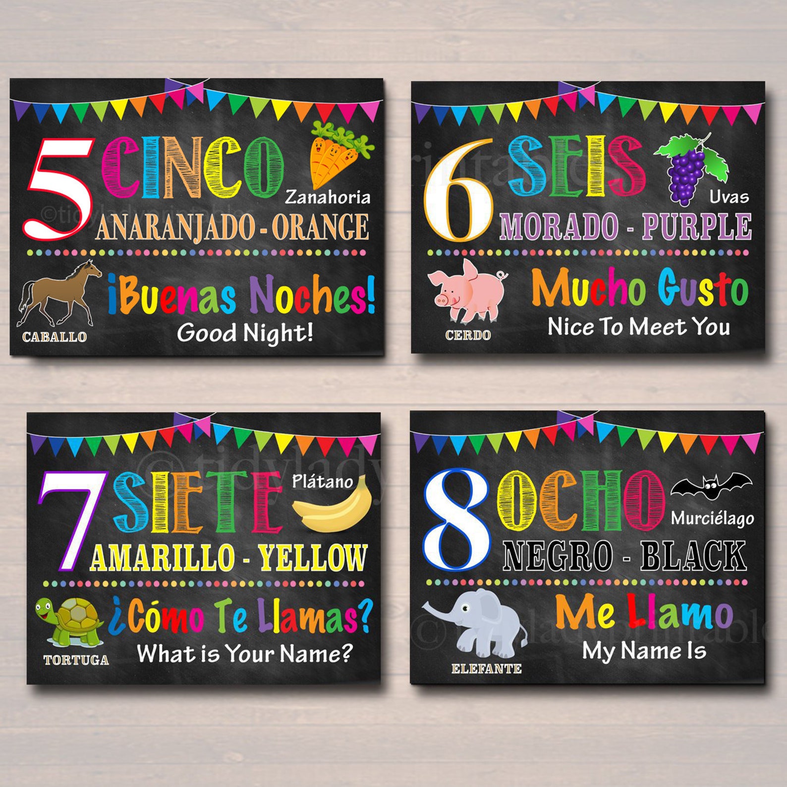 Spanish Classroom Printable Poster Set Spanish Art - Etsy