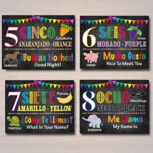 Spanish Classroom Printable Poster Set, Spanish Art, Elementary Middle ...