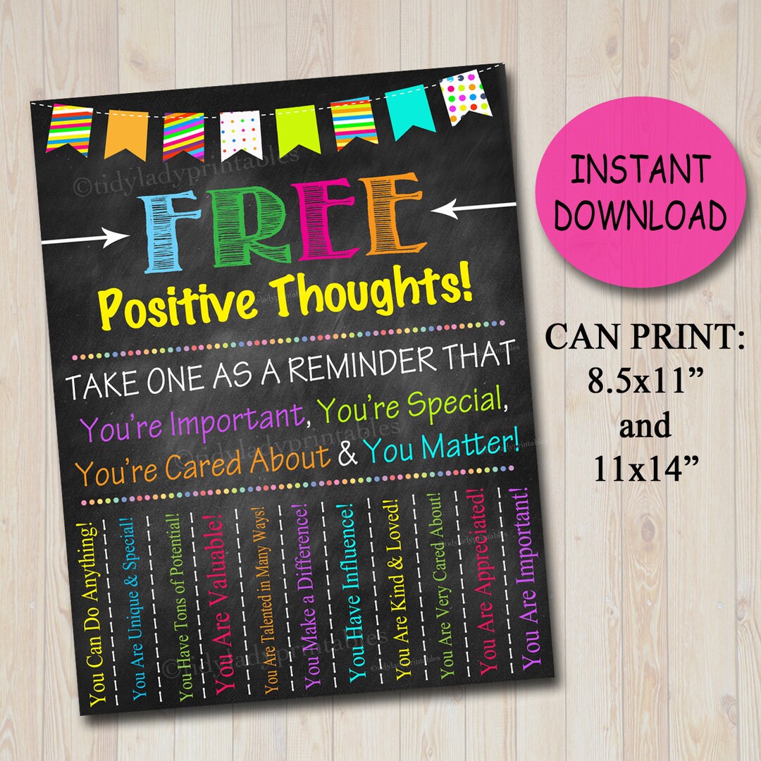 School Counselor Door Sign, Positive Thoughts Tear off Flyer, Classroom ...