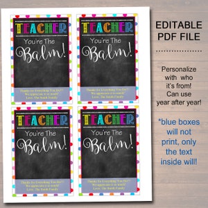 EDITABLE Lip Balm Tags, End of School Year Teacher Gift INSTANT ...