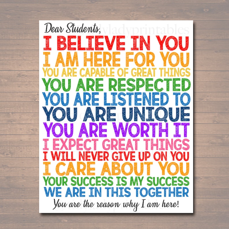Dear Students Classroom Poster: School Counselor Office Decor (digital ...