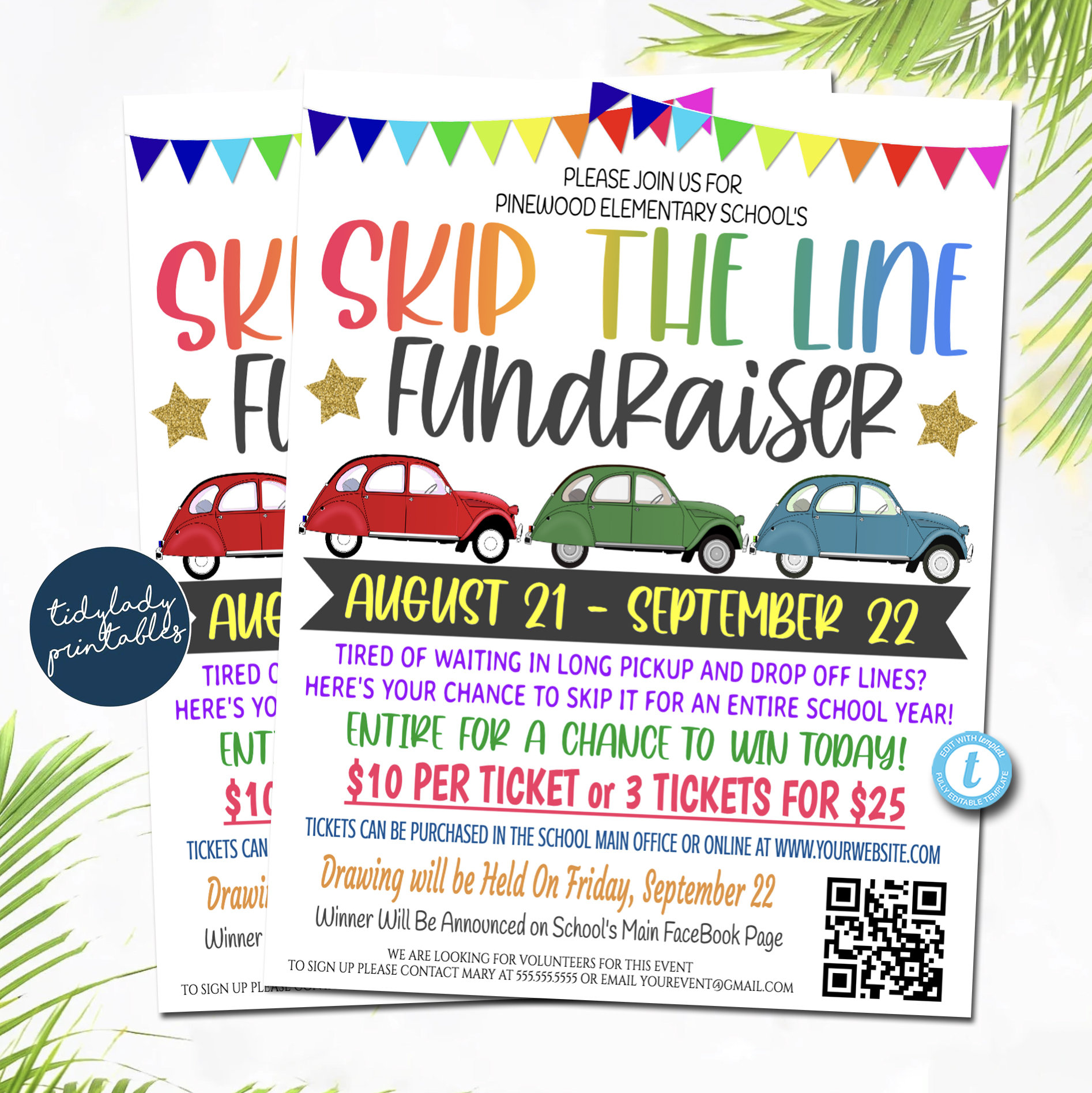Skip the Line Fundraiser Flyer Template: Editable School PTO PTA ...